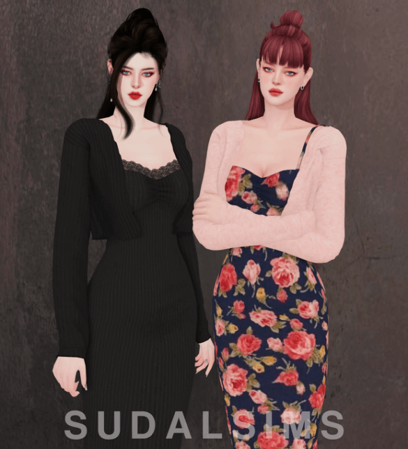 Missy cardigan & dress set - Sims 4 Wicked Mods