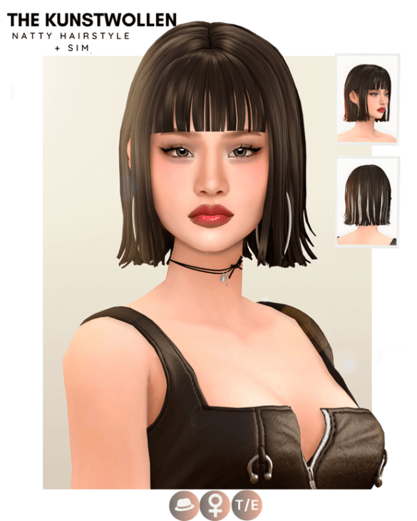 Natty Kiss of Life hair set + sim - Sims 4 Wicked Mods