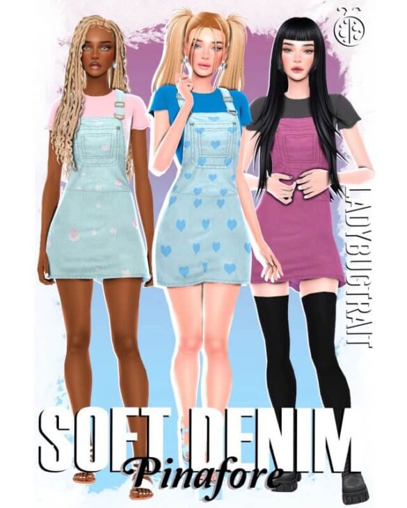 Soft Denim Pinafore - Sims 4 Wicked Mods