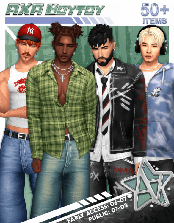 AxA Boytoy 50 Male CAS Items - Sims 4 Wicked Mods