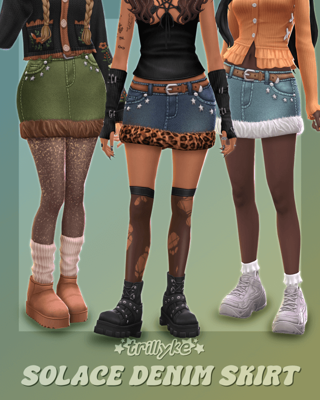 Solace Denim Skirt - Sims 4 Wicked Mods